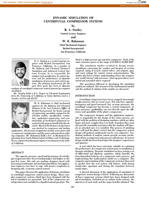 Dynamic Simulation Of Centrifugal Compre S Sor Systems Pdf Simulation Mathematics