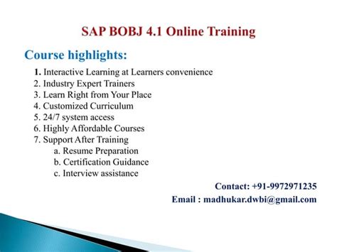 BOBJ 4 1 SAP Training Online PPT BOBJ 4 1 SAP Training Online PPT