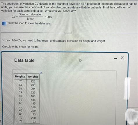 Solved The Coefficient Of Variation Cv Describes The