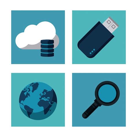 premium vector database and hosting icons illustration