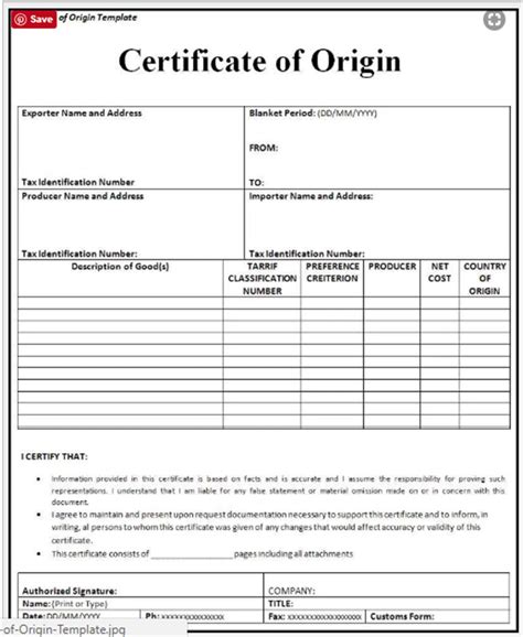 Usmca Certificate Of Origin Download Nomseries