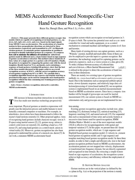 Ieee Sensor Journal Motion Recognition 2012 Pdf Accelerometer Cartesian Coordinate System