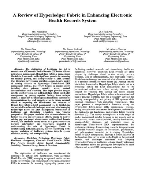 A Review Of Hyperledger Fabric In Enhancing Electronic Health Records System Pdf Electronic