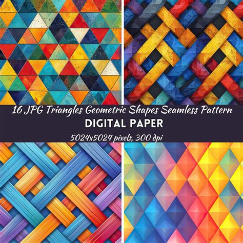 Colored Triangles Gemoetric Shapes Seamless Pattern Digital Paper Geometric Pattern Pattern