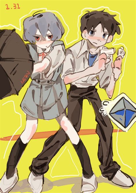 Ayanami Rei Ikari Shinji And Ramiel Neon Genesis Evangelion Drawn
