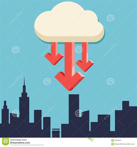 Cloud Computing Download Concept Stock Vector Illustration Of City Connectivity 85409012