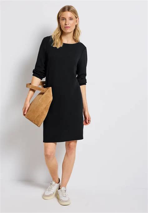 Street One Effen Jersey Jurk Voor Dames In Zwart Street One