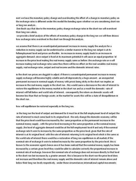 Overshooting Pdf Long Run And Short Run Economic Equilibrium