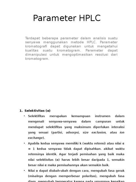 Optimasi Parameter Hplc Pdf