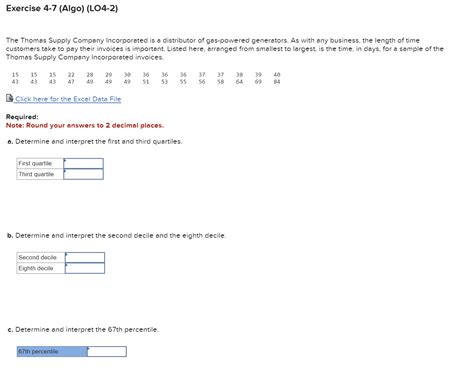 solved exercise 4 7 algo lo4 2 the thomas supply company