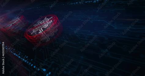 Antivirus Cyber Security Virus Detect System Alert Hologram Symbol Appears On A Electronic