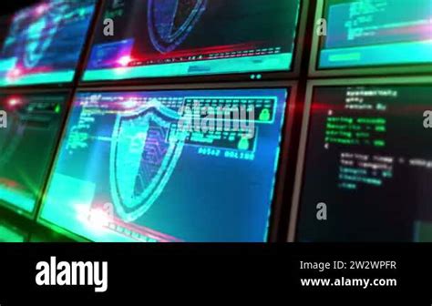 Cyber Security Message With Shield Symbol On Futuristic Computer Screen