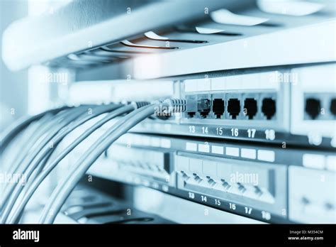 Cables Connected To Internet Switch Stock Photo Alamy