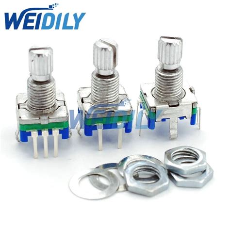 5pcs 20 Position 360 Degree Rotary Encoder Ec11 W Push Button 5pin Handle Long 15mm With A Built