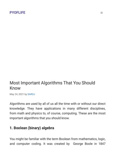 Most Important Algorithms That You Should Know Pyoflife Download