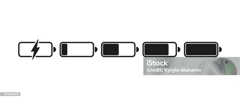배터리 세트 아이콘입니다 충전 에너지 전기 플러스 마이너스 접점 저충전 및 고충전 수준 자율성 개념 비즈니스 및 광고에 대한 벡터 라인 아이콘 배터리 전원에 대한 스톡 벡터
