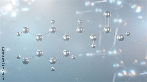 Caffeic Acid Molecular Structure 3d Model Molecule Hydroxycinnamic Acid Structural Chemical