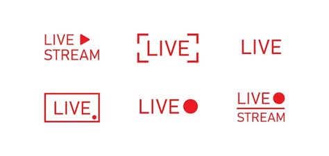 라이브 비디오 스트림 아이콘 설정 온라인 버튼 로고 심볼 Tv 쇼 로그인 벡터 플랫 프리미엄 벡터
