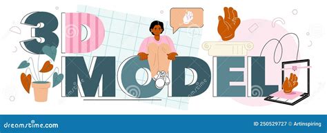 3d Model Typographic Header Digital Designer With Electronic Tools