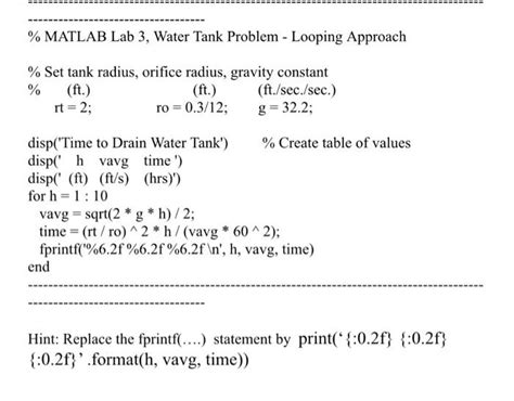 Solved Please Help I Need To Convert The Matlab Program To