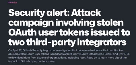 github says hackers used stolen oauth tokens and break into dozens of
