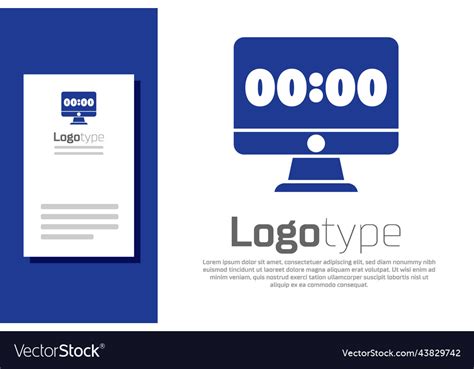 blue clock on computer monitor screen icon vector image