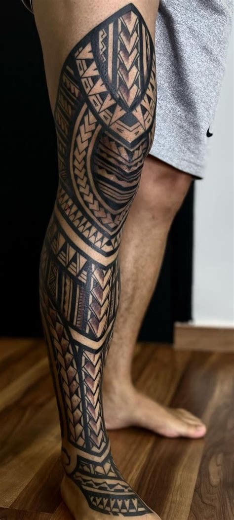Tribal Leg Sleeve Tattoos