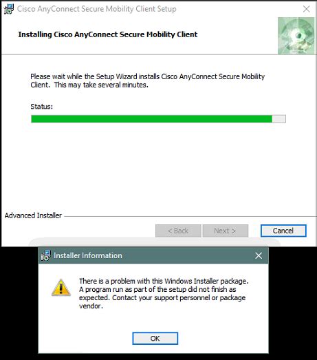 Anyconnect 4 9 Install Failed Cisco Community