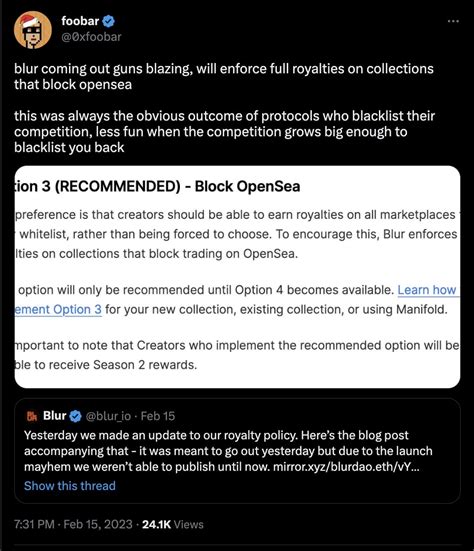 battle of the nft marketplaces blur tells users to block opensea