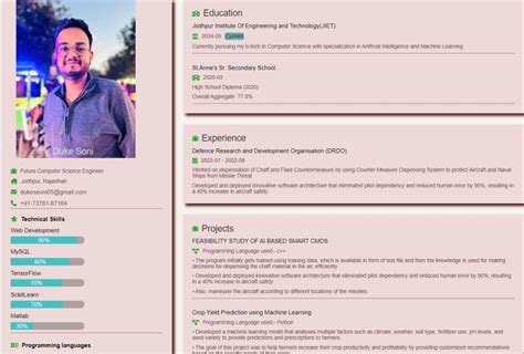 Duke Soni On Linkedin Resume Html Css Webdevelopment
