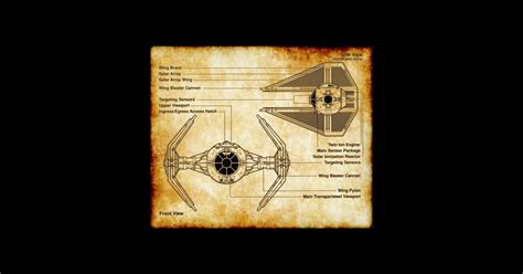 Interceptor Fighter Craft Parchment Blueprint Starship Sticker