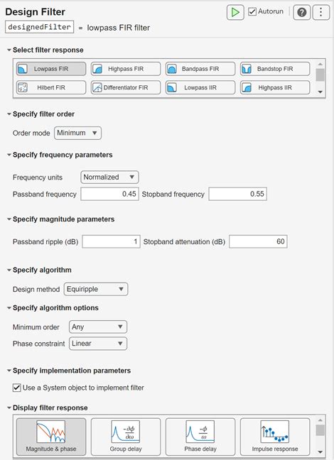 Design Filter Design A Digital Filter Or Implement A System Object In