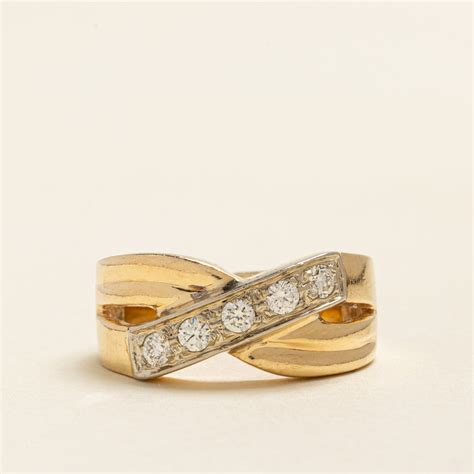 Diagonal Diamond Crossover Ring 030ctw Sz 6
