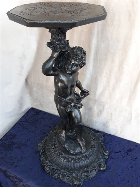 After A Moreau Side Table With Putty Sculpture Resin Catawiki