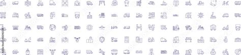 Logistics Line Icons Signs Set Design Collection Of Distribution Shipping Delivery