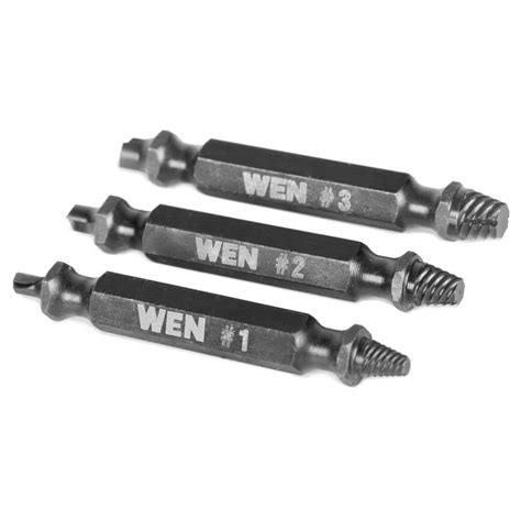 Wen Screw Extractor Kit Impact Rated 3 Piece Drill Bit Set With