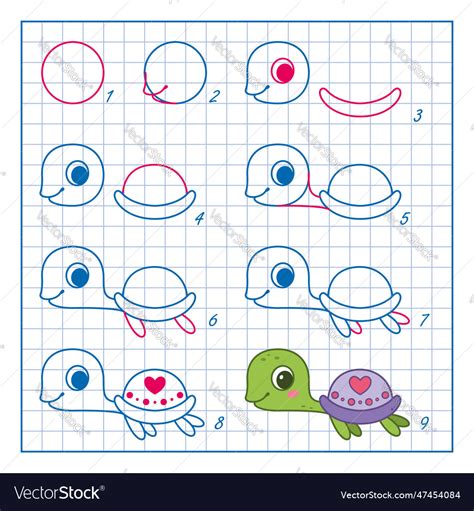 How To Draw Sea Turtle Step By Drawing Royalty Free Vector
