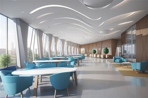 Premium Photo Workplace Office Building Interior 3d Rendering