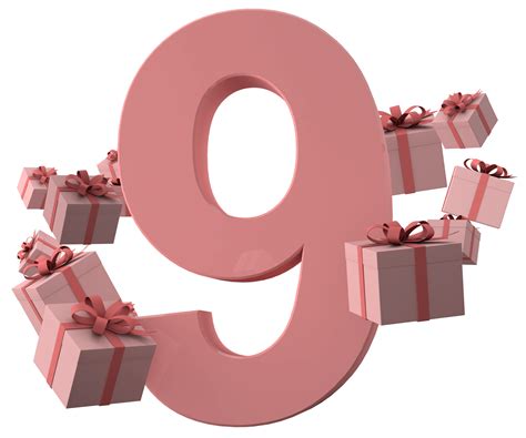 Pink Number 9 A Birthday Concept With T Boxes 3d Render 9898864 Png