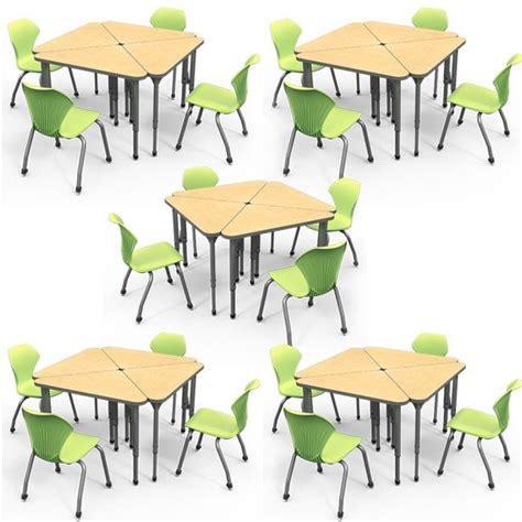 38772 Classroom Set 20 Apex Triangle Student Desks 20 Stack Chairs