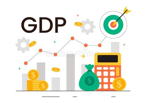 Gdp Or Gross Domestic Product Vector Illustration With Economic Growth Columns And Market