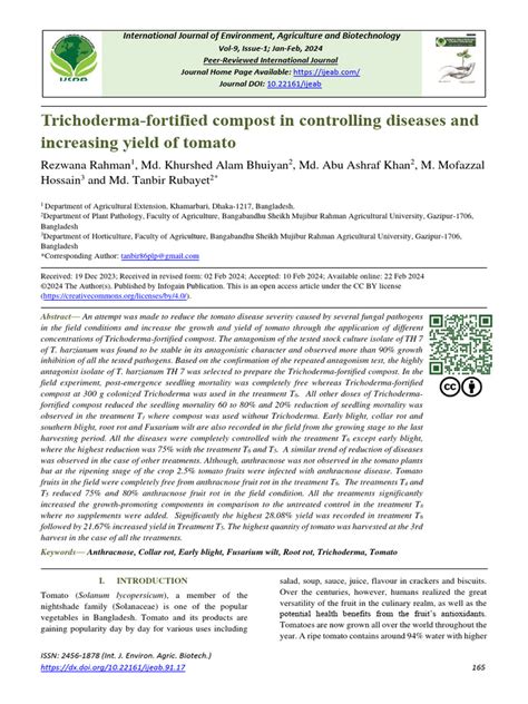 Trichoderma Fortified Compost In Controlling Diseases And Increasing Yield Of Tomato Pdf