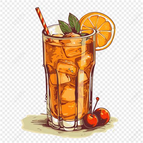 Old Fashioned Drink Vector Cartoon Sticker Hand Drew Cartoon