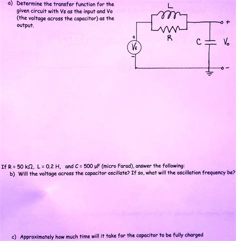 Solved Determine The Transfer Function For The Given Circuit With Vs As The Input And Vo The