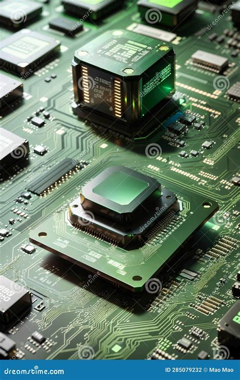 Close Up View Of A Modern Gpu Card With Circuit And Connections 3d Rendering Stock Illustration