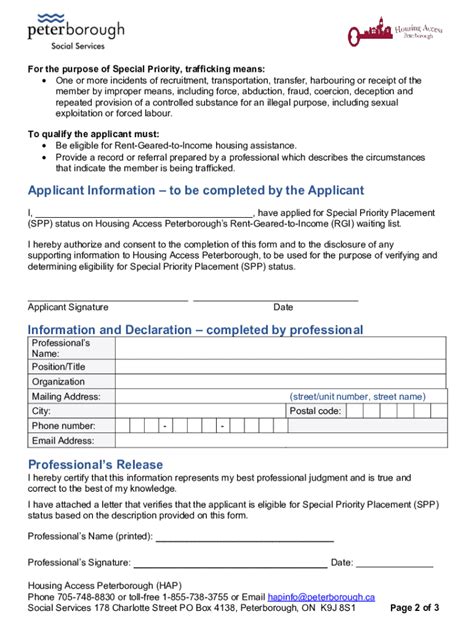 Fillable Online Professional Declaration Form Special Priority Due To