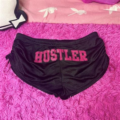 Hustler Honey Pink Black Booty Shorts With 69 Depop