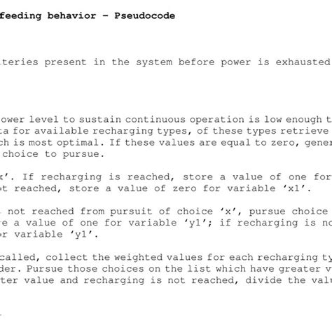 Activity Of Robotic Feeding Behavior Pseudocode Download Scientific