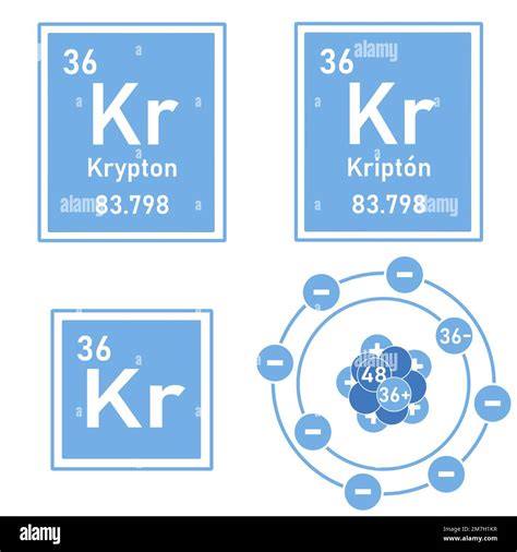 Blue Icon Of The Element Krypton Of The Periodic Table With