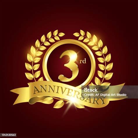 짙은 빨간 배경에 황금 월계수와 리본럭셔리 축하 템플릿 기념일에 대한 스톡 벡터 아트 및 기타 이미지 기념일 3차원 형태 공휴일 Istock